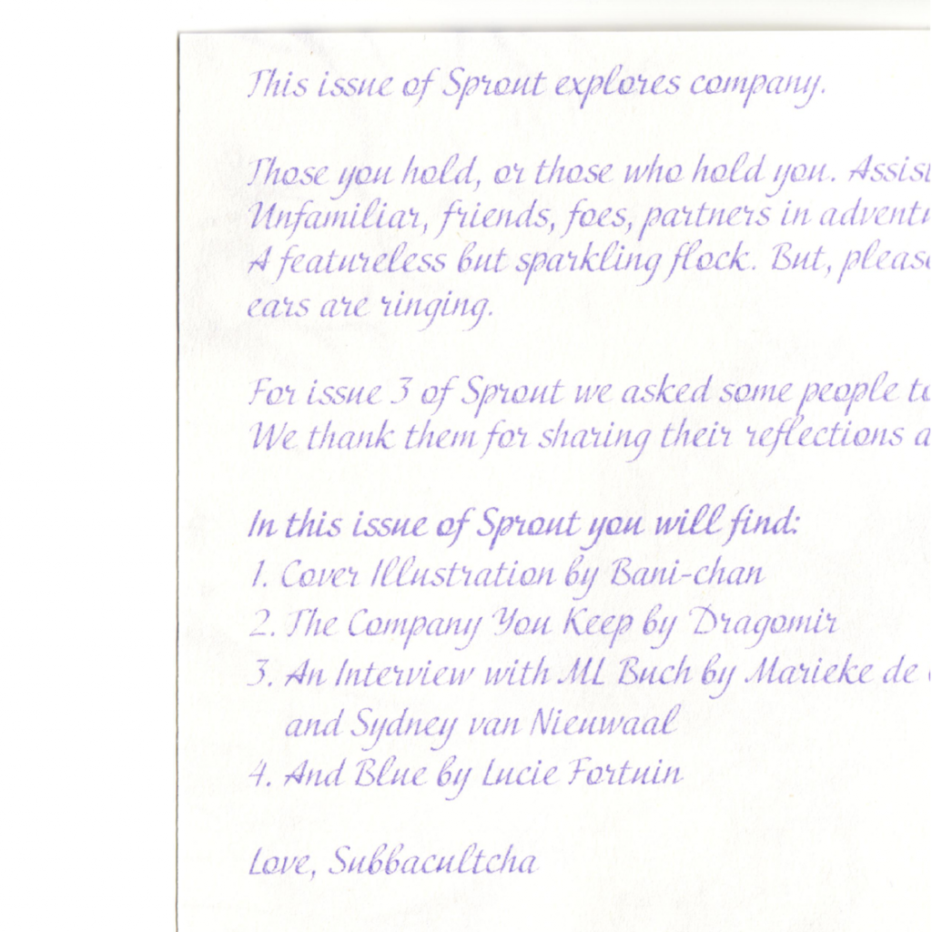 Sprout Issue 3 – Company » Subbacultcha