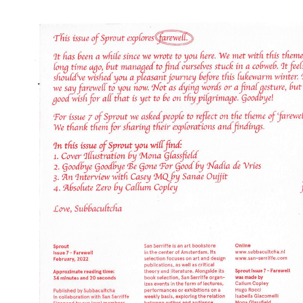 Sprout Issue 7 – Farewell » Subbacultcha