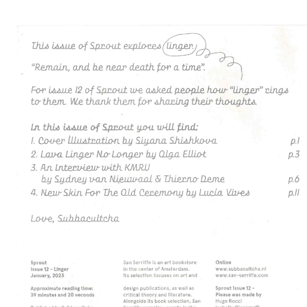 Sprout Issue 12 – Linger » Subbacultcha